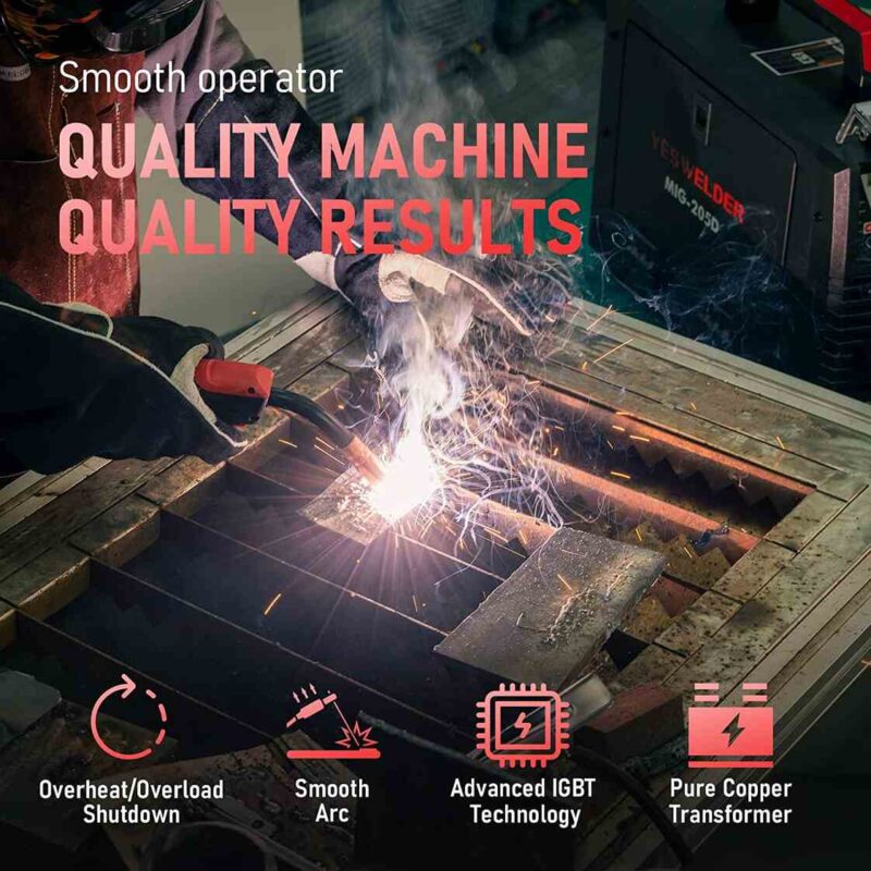 Soldadora MIG 205A de YESWELDER soldadura MIG con hilo gas o sin gas, Lift